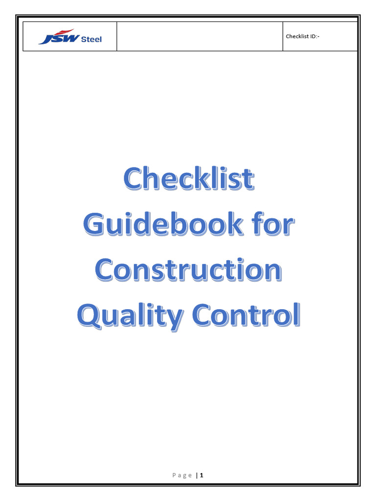 Checklist Guidebook For Construction Quality Control | PDF