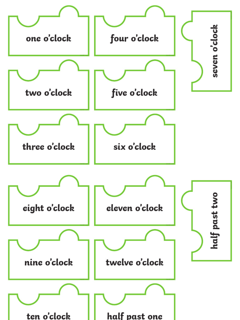 T N 5408 Oclock and Half Past Times Jigsaw Puzzle Activity - Ver - 2 | PDF
