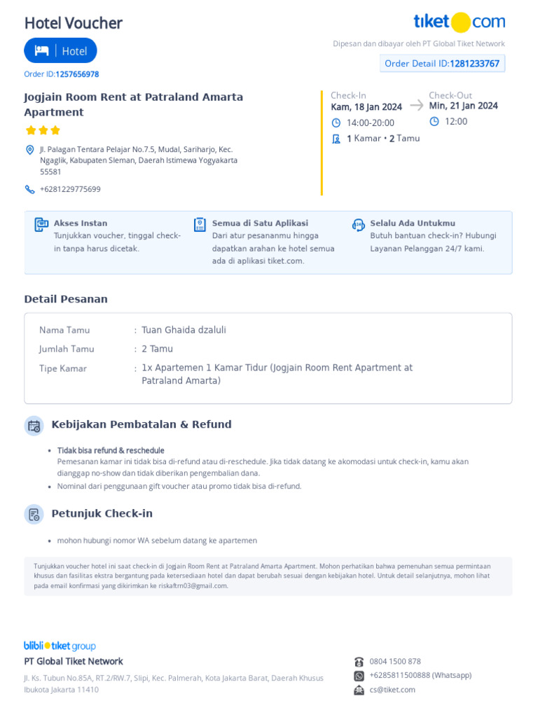 E Voucher Hotel Homes ID 1257656978 | PDF