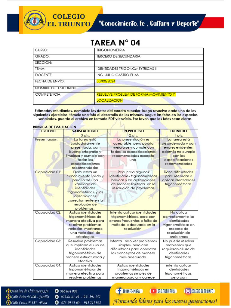 Tarea4. Trigonometria | PDF