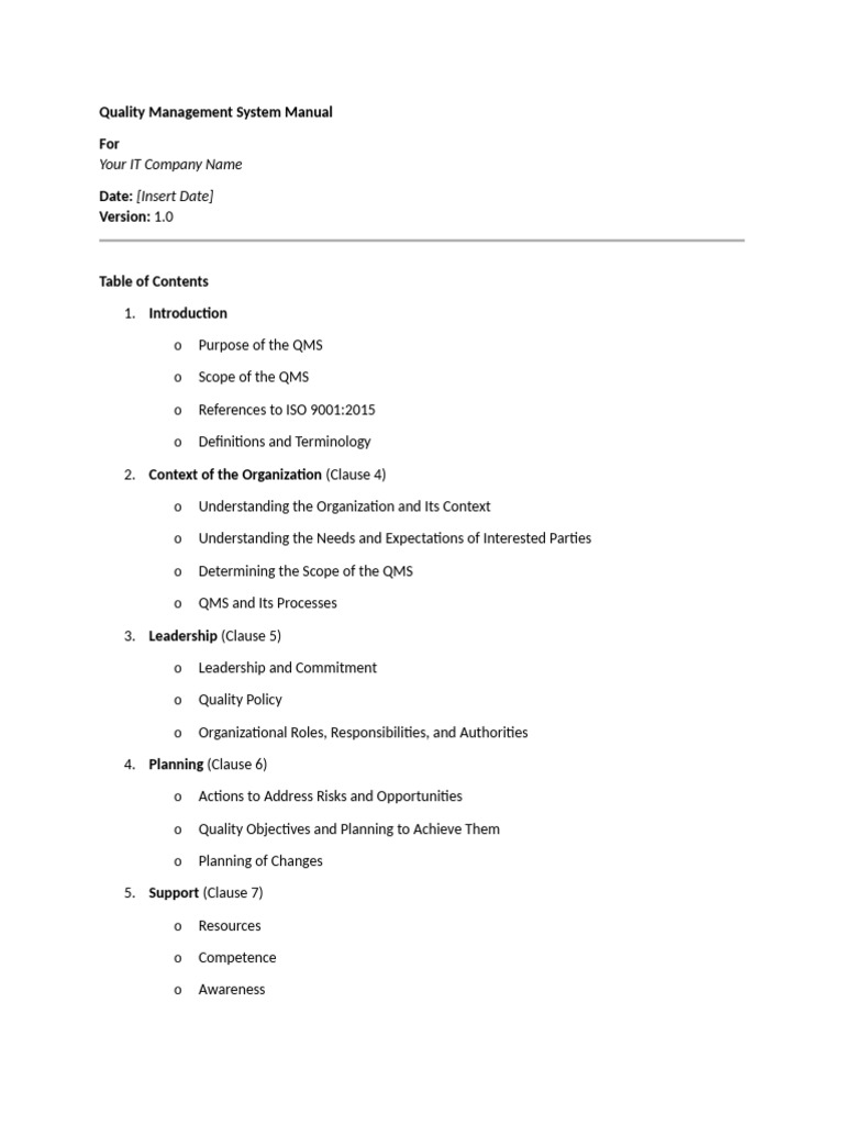 Quality Management System Manual IT | PDF | Quality Management System ...