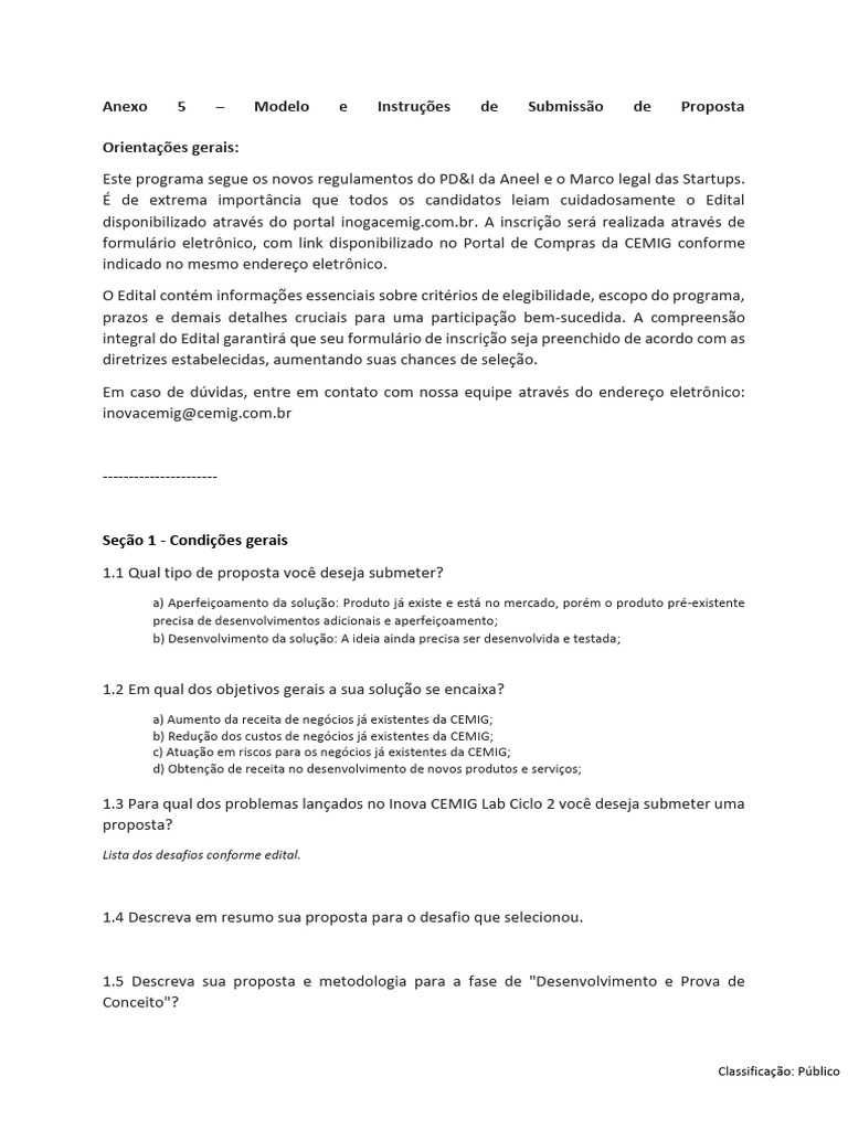 Anexo 5 - Formul Rio de SubmissÆo de Proposta Projeto | PDF