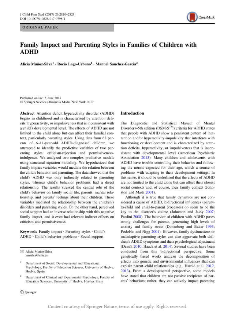 Family Impact and Parenting Styles in Families of | PDF