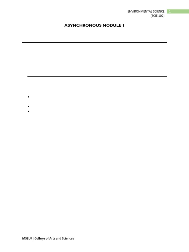 Envi Sci Asynchronous Module 1 | PDF