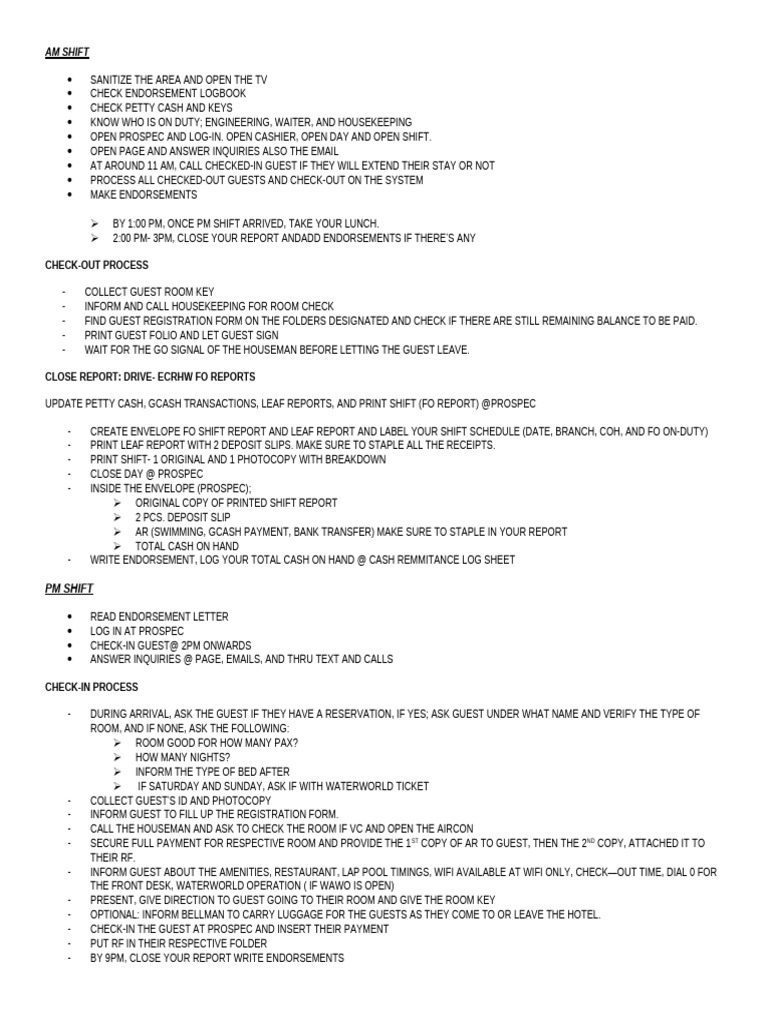 Front Office Manual 1 | PDF