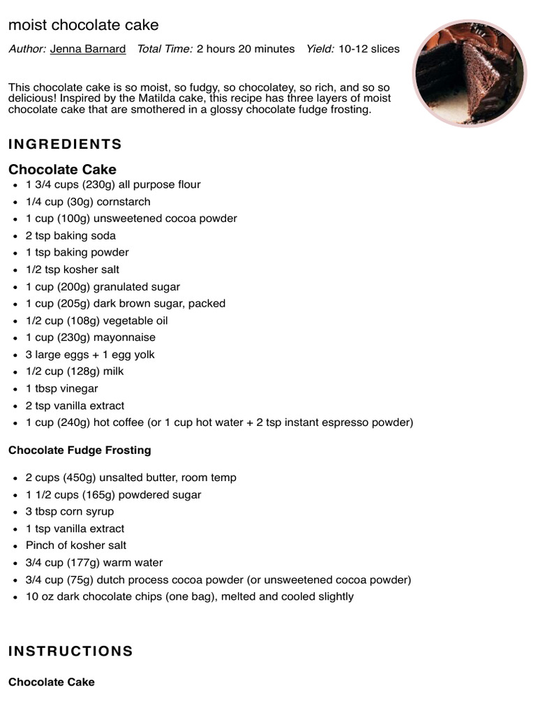 Chocolate Cake | PDF