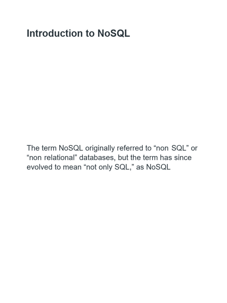 U - 4 - Introduction To NoSQL | PDF