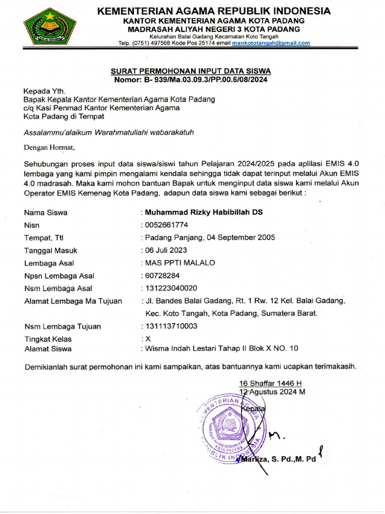 INPUT DATA SISWA Img20240813 - 12232779 | PDF