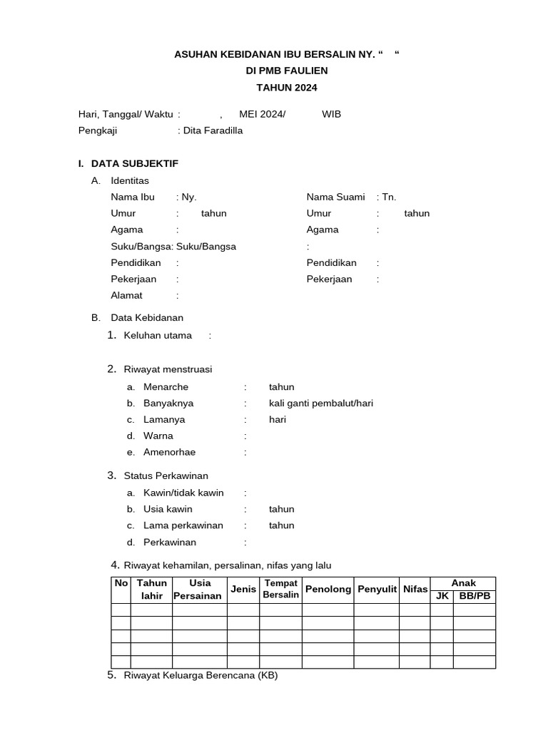 Format Askeb Persalinan | PDF