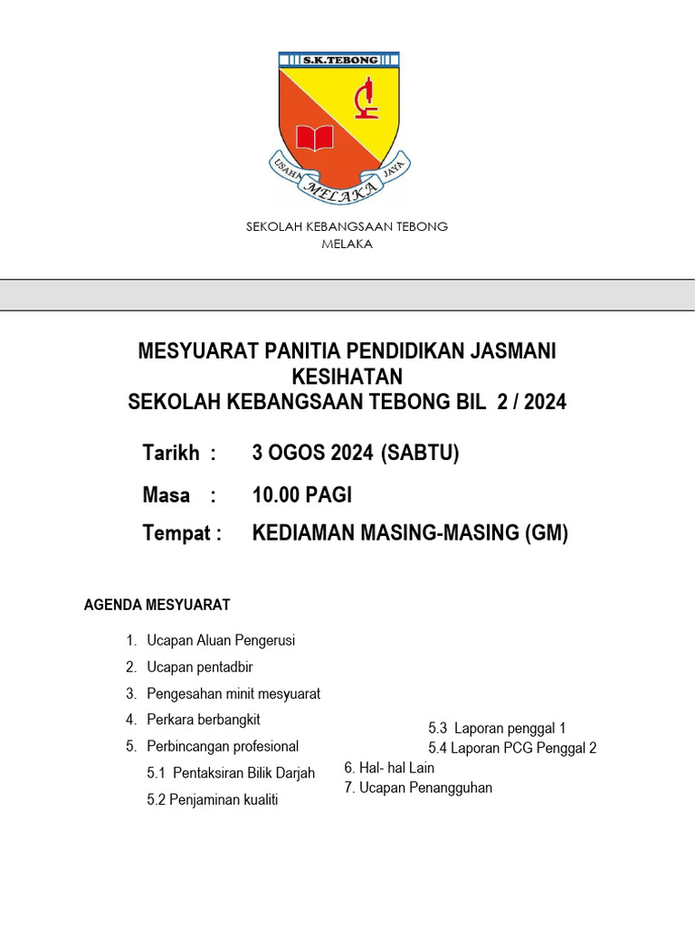 Minit Mesyuarat PJK Kali Ke 2 2024 | PDF