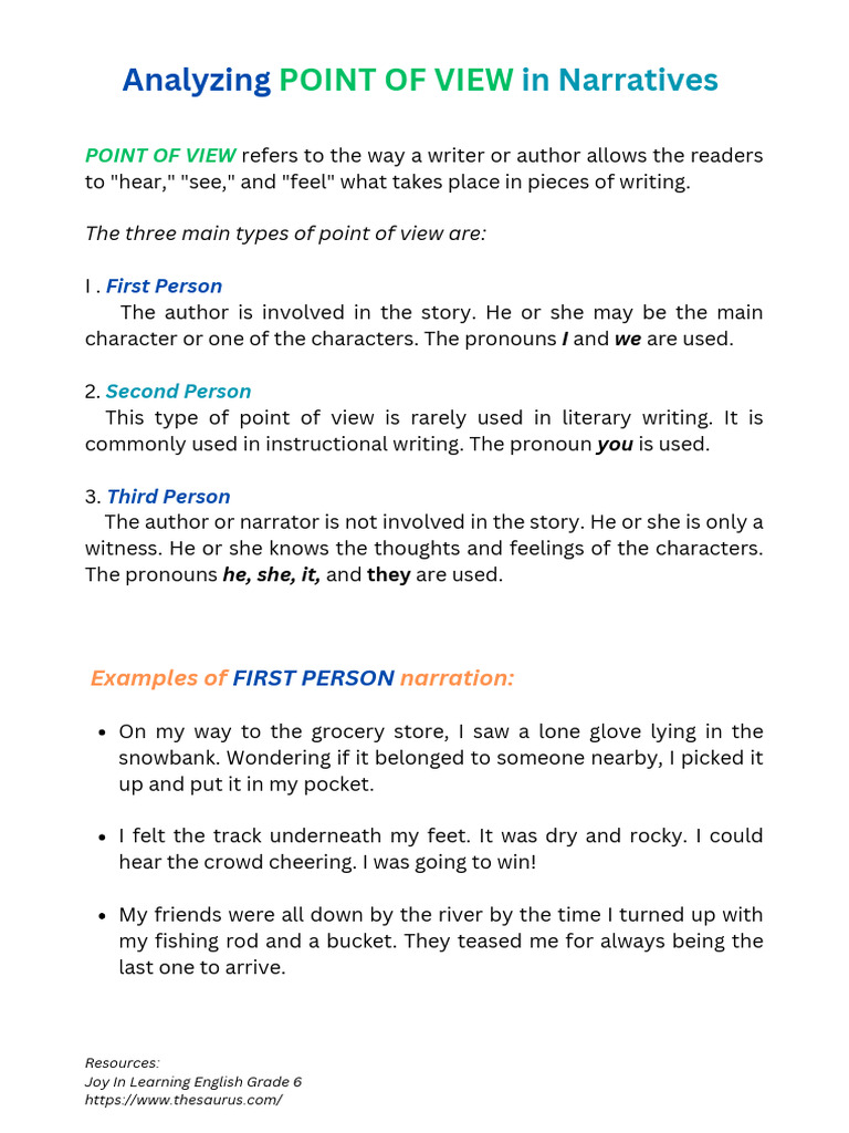 Point of View in Narratives | PDF