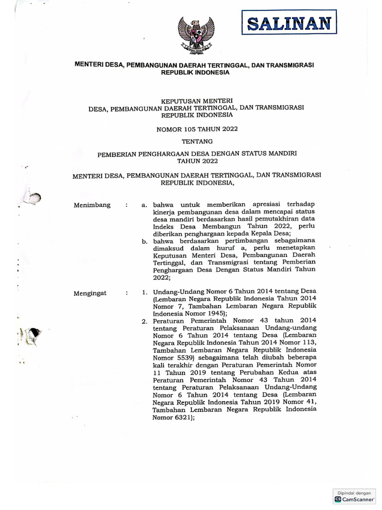 SK Desa Mandiri | PDF