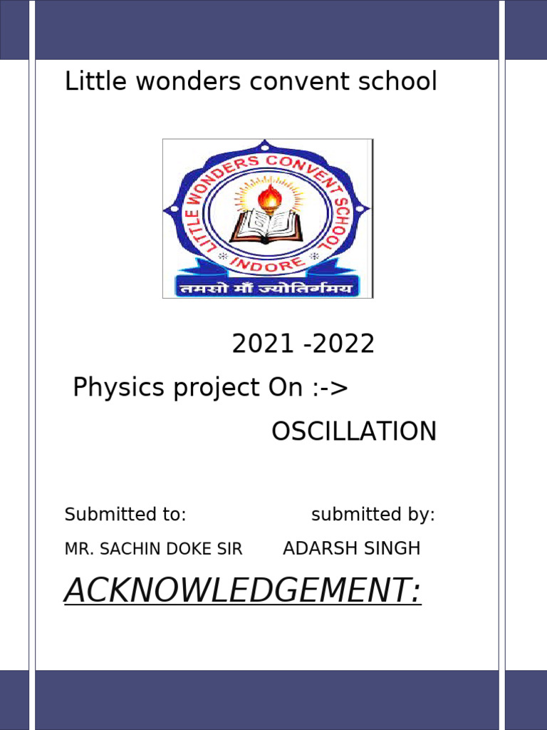 Little Wonders Convent School | PDF | Oscillation | Science & Mathematics