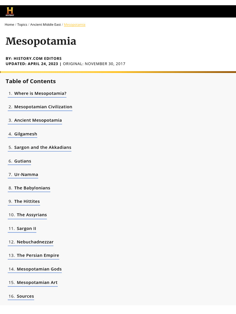 Mesopotamia - Map, Gods & Meaning - HISTORY | PDF