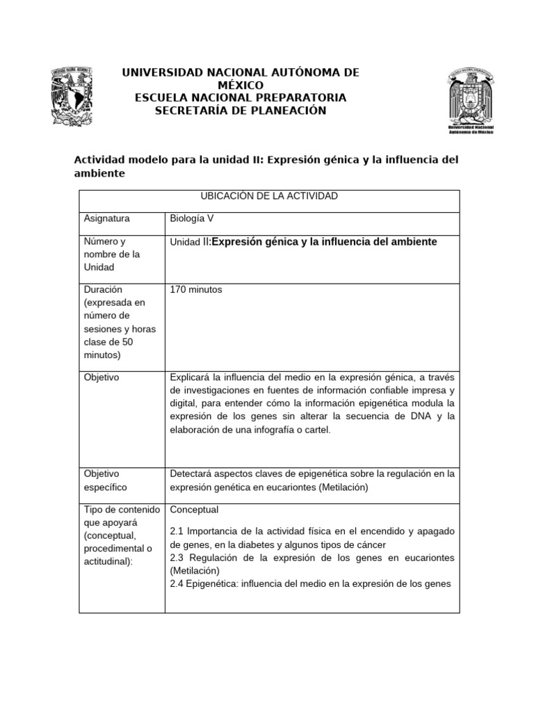 Actividad Modelo Ii Epigenetica 2024 | PDF