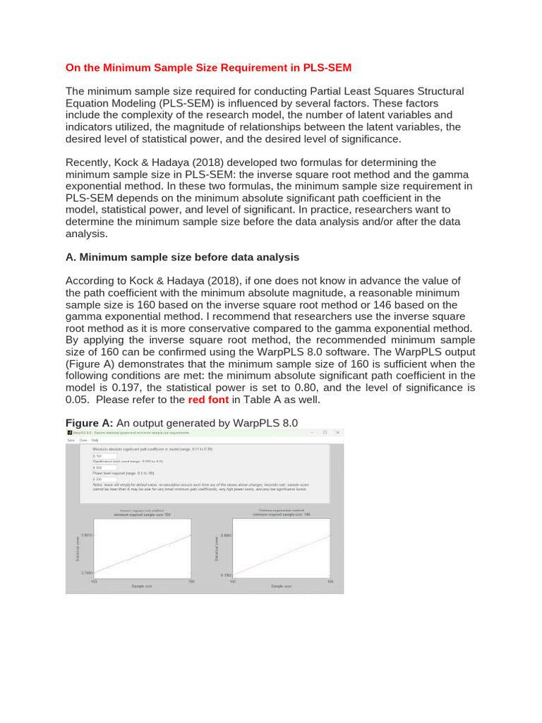 On The Minimum Sample Size Requirement in PLS | PDF