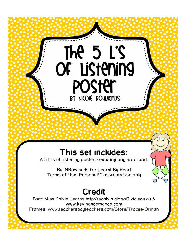 The 5 L's of Listening Poster: This Set Includes | PDF