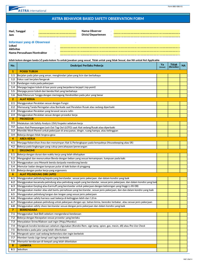 Form BBS Astra Rev.00 | PDF