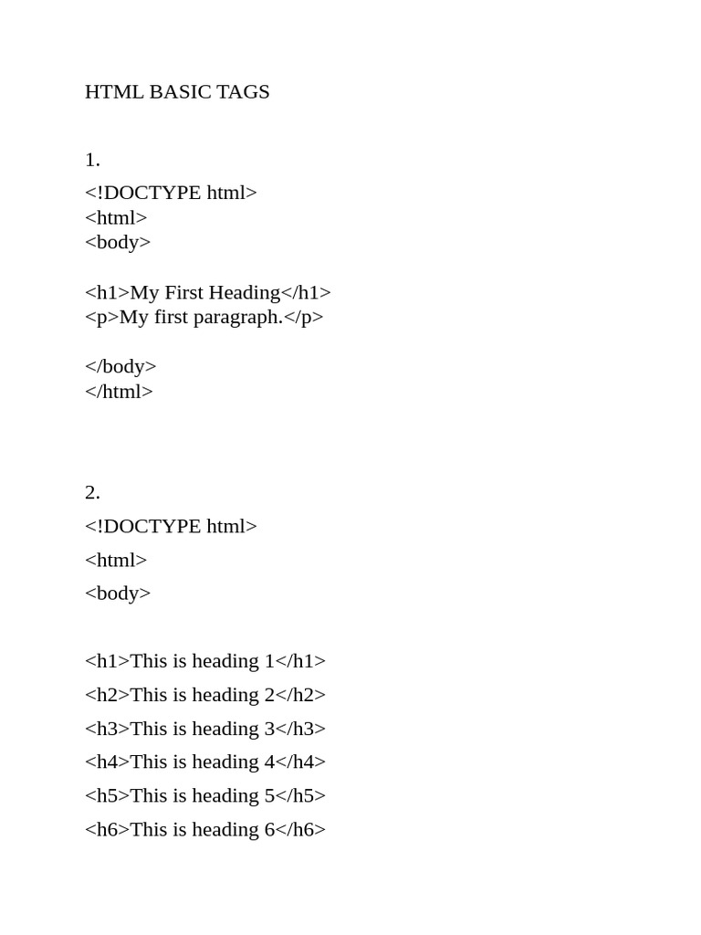 Basic HTML Tags | PDF