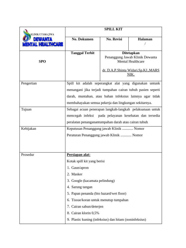 Spo Spill Kit DMH | PDF