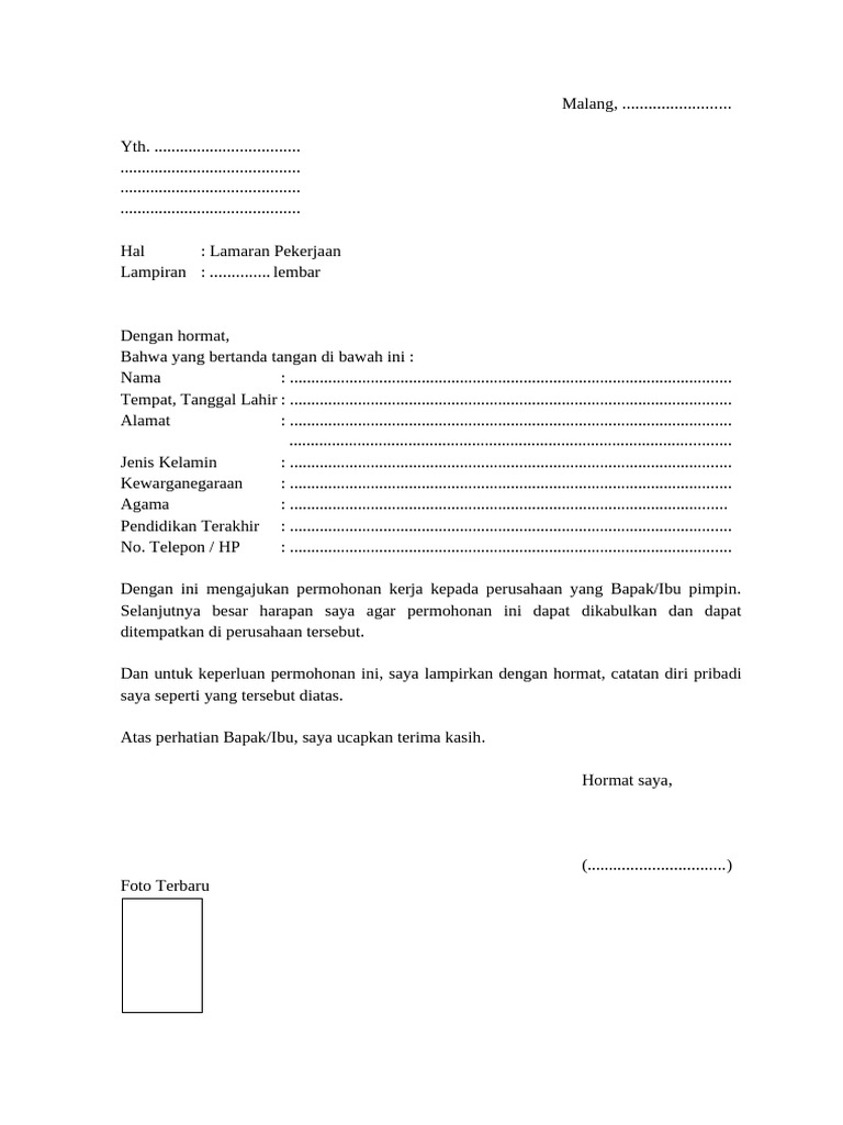 Blangko Surat Lamaran & CV | PDF