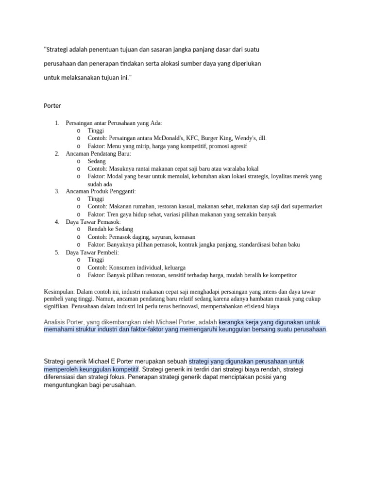 Strategi Adalah Penentuan Tujuan Dan Sasaran Jangka Panjang Dasar Dari ...