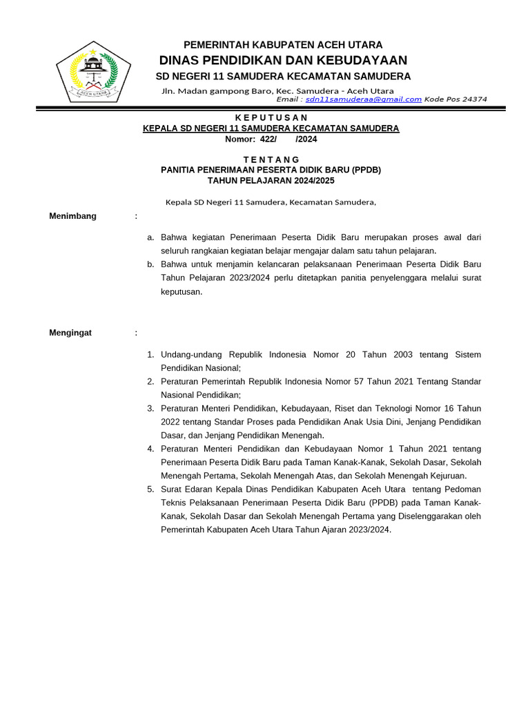 SK Tim PPDB | PDF | Indonesia | Asia