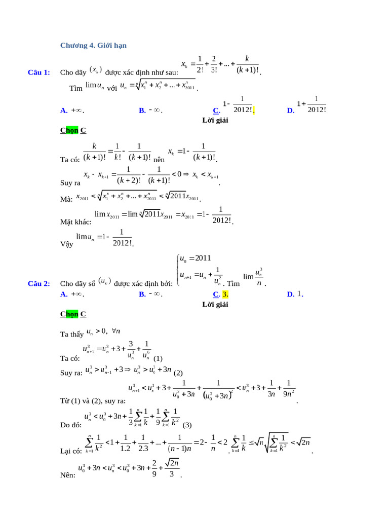 Chương 4. Gi I H N | PDF
