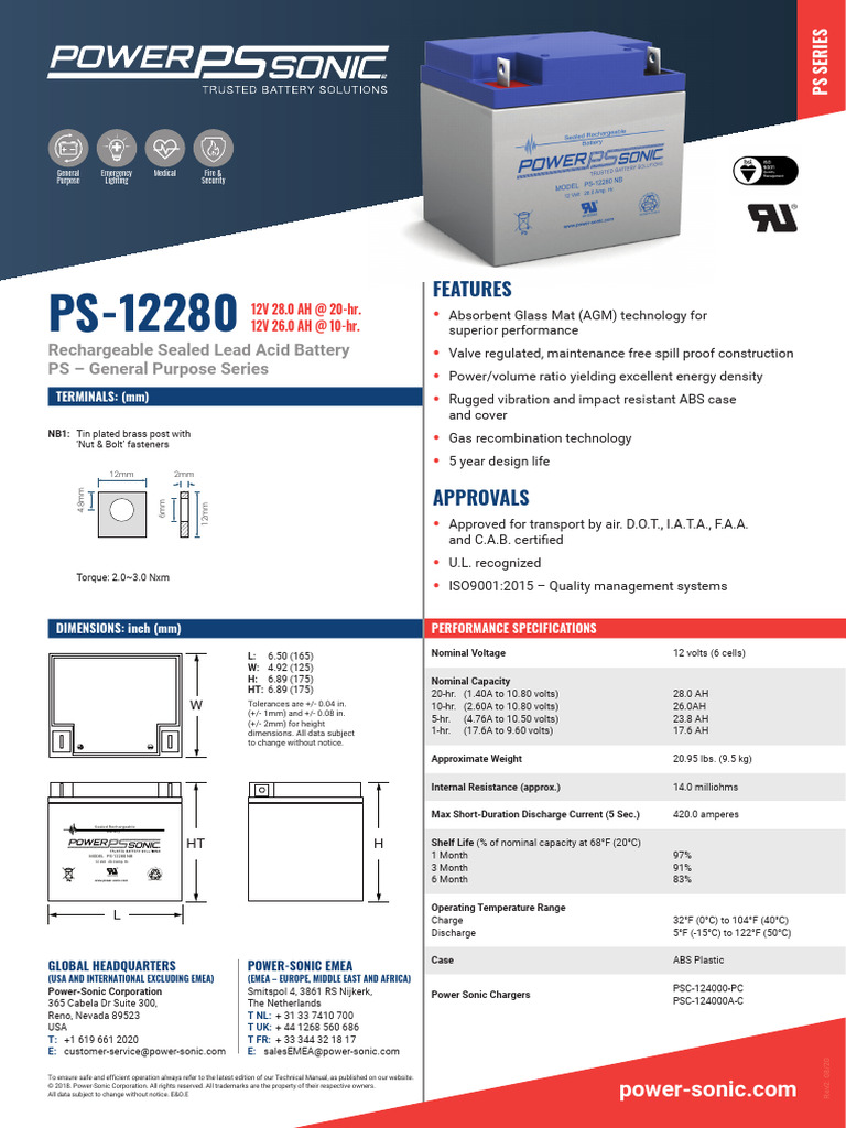 PS-12280 Technical Specifications | PDF | Battery Charger | Electrical ...