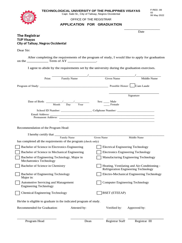 Application For Graduation | PDF