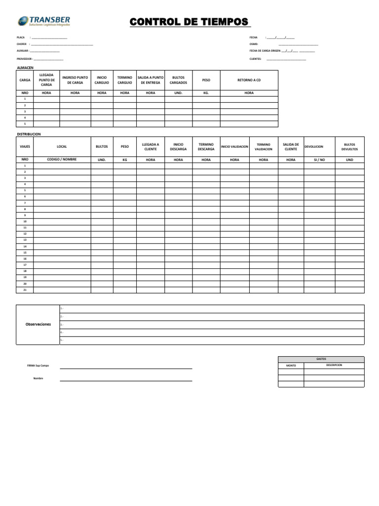 Formato HR Hoja de Control de Ruta | PDF