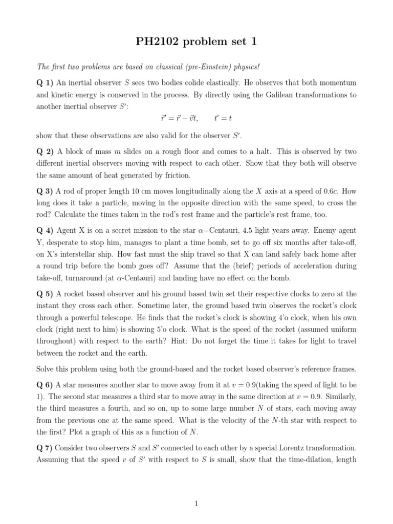 PH2102 Problem Set 1 | PDF