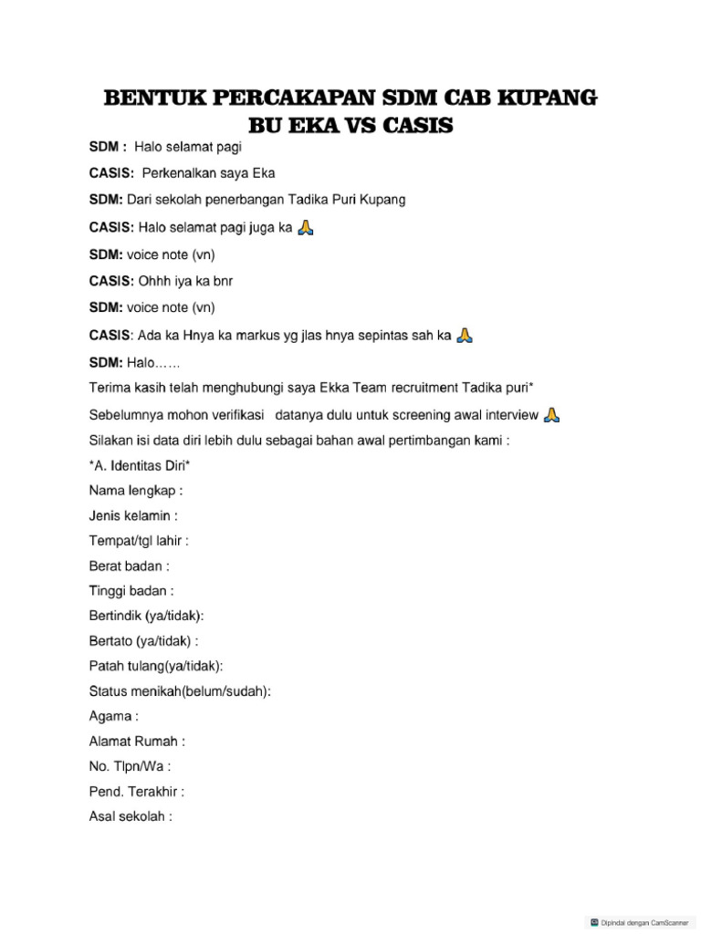 Bentuk Percakapan Bu Eka DGN Casis | PDF