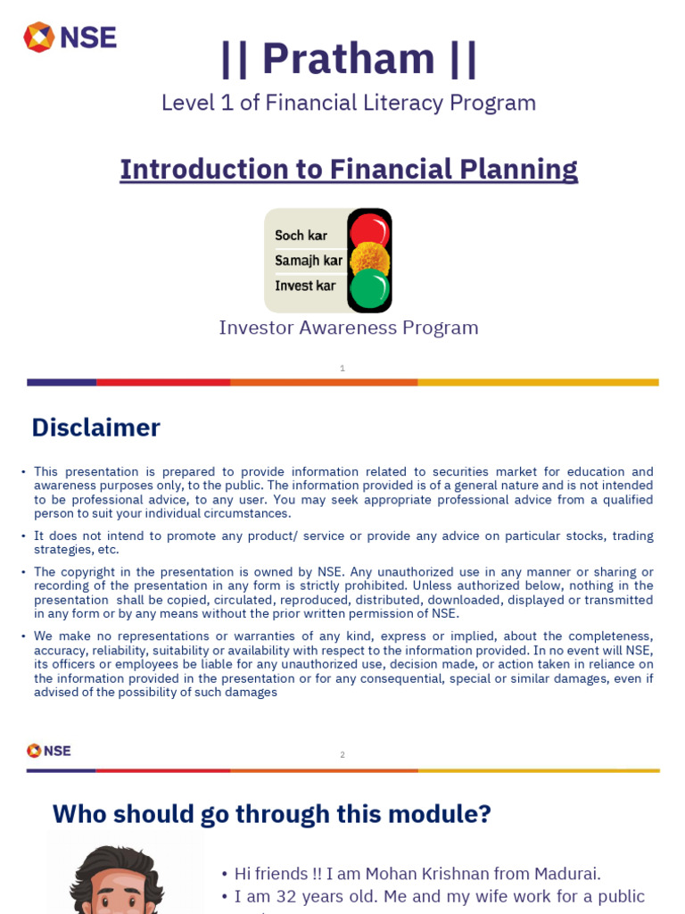 Level 1 - Pratham - Introduction To Financial Planning | PDF