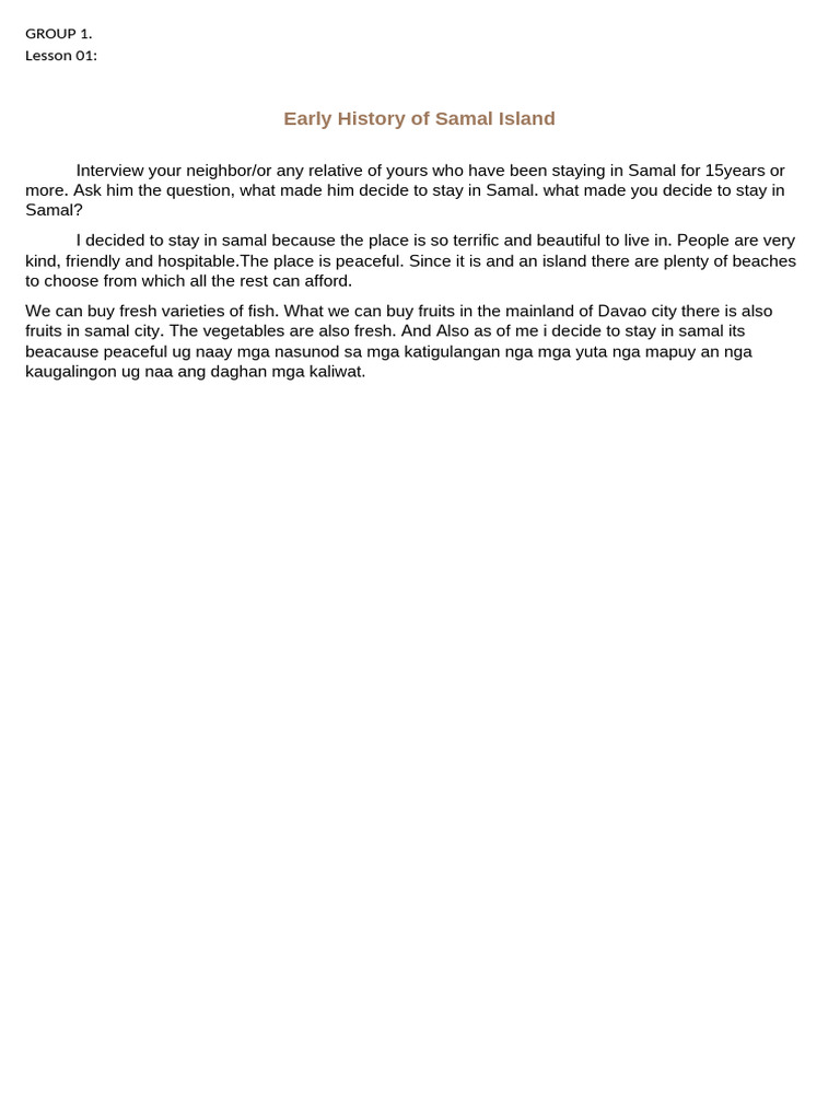 GROUP 1. Samal 1 | PDF