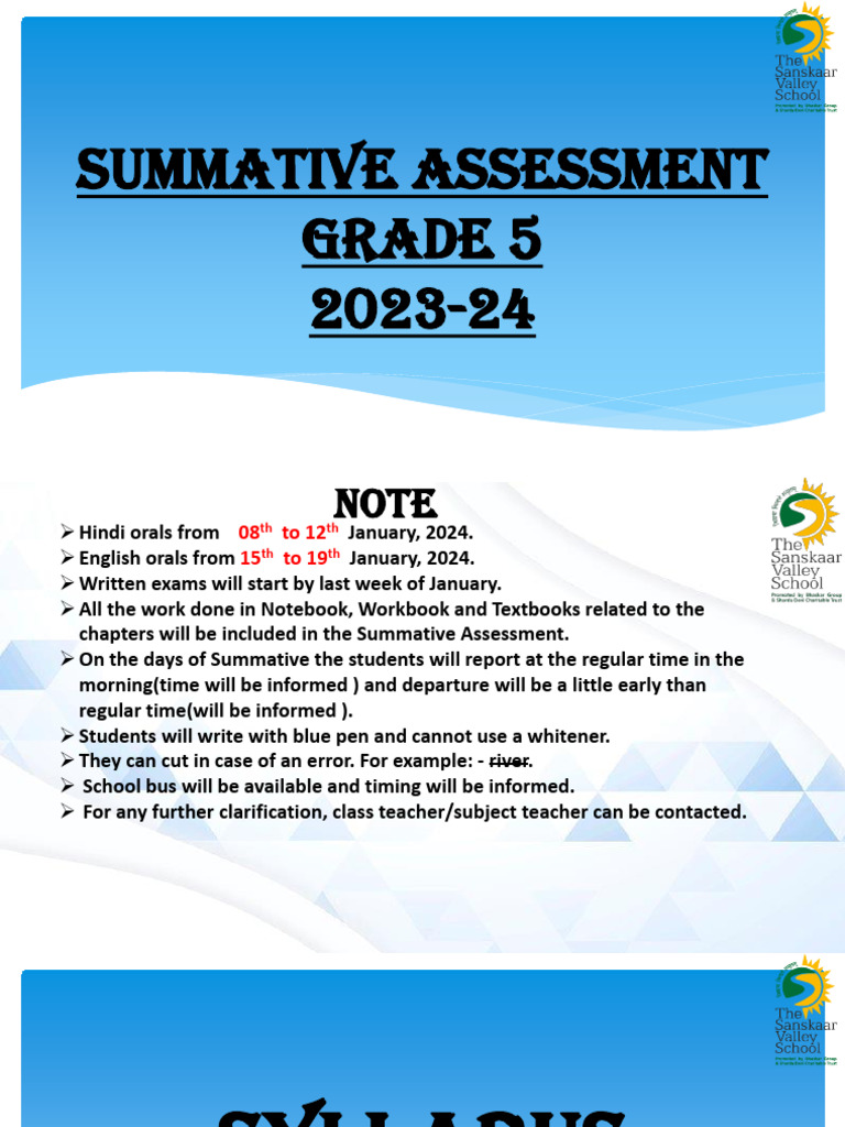 Summative Assessment Grade 5 2023-24 | PDF