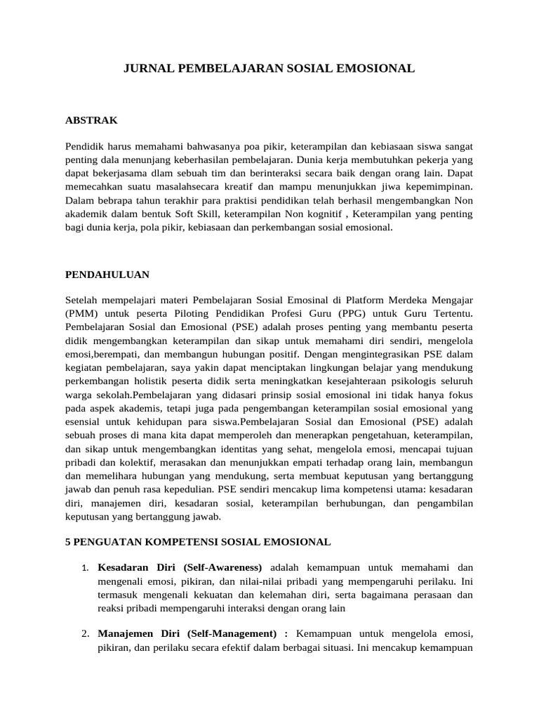 Jurnal Pembelajaran PSE | PDF