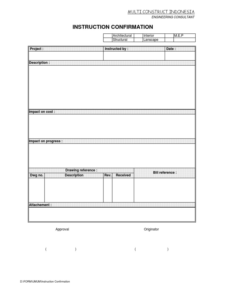 Instruction Confirmation | PDF