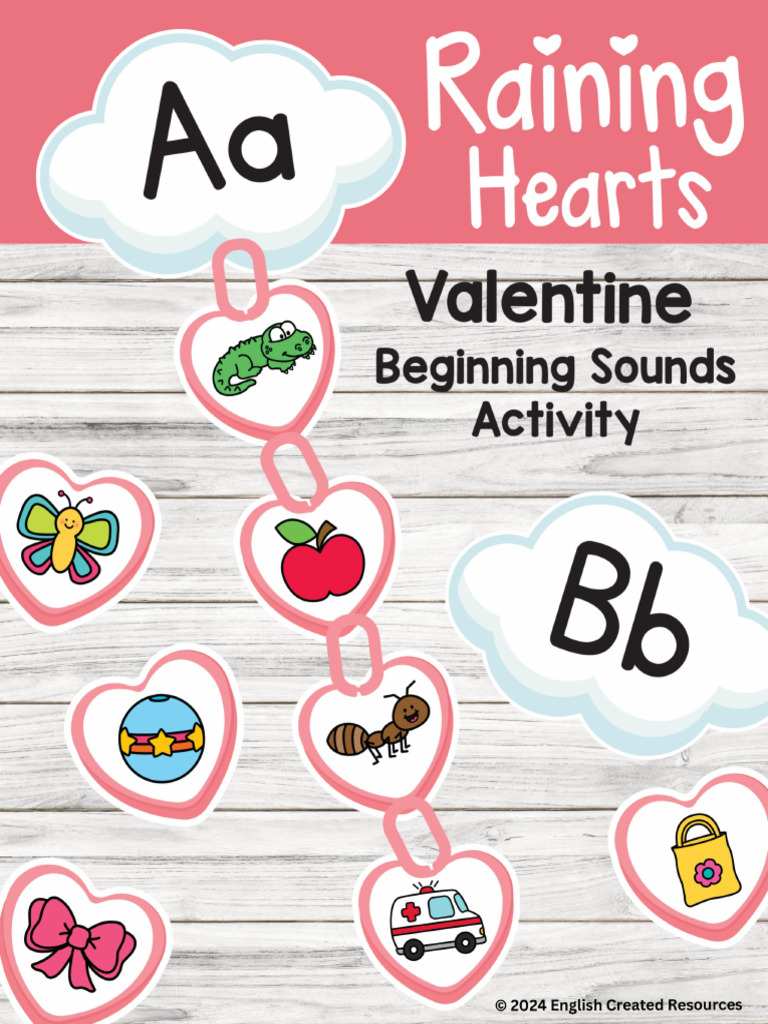 Valentine Raining Hearts Beginning Sounds Activity Copyright 2024 ...