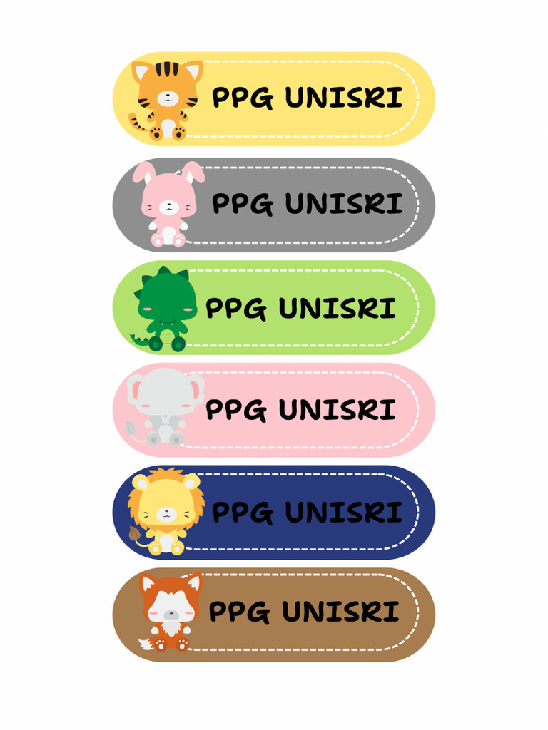 Warna Warni Lucu Label Nama A4 Dokumen | PDF