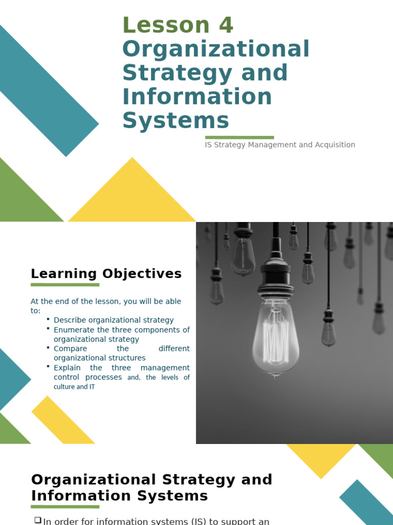 Module 1 Lesson 4 - Organizational Strategy and Information Systems | PDF
