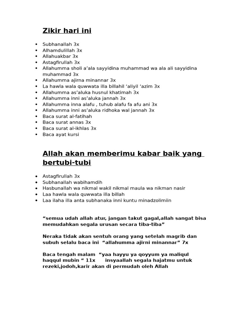 Zikir Hari Ini | PDF