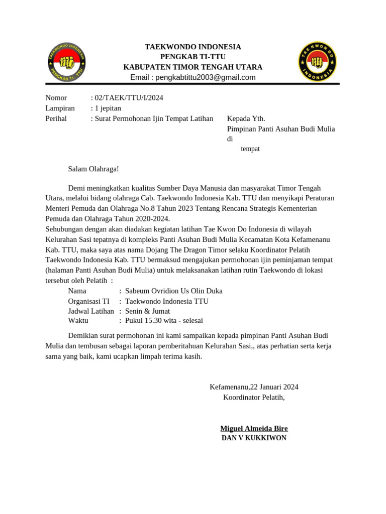 Surat Ijin Latihan Baru | PDF