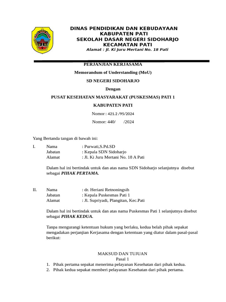 Mou Puskesmas Dill | PDF