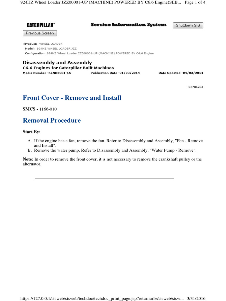 Front Cover Remove and Install | PDF