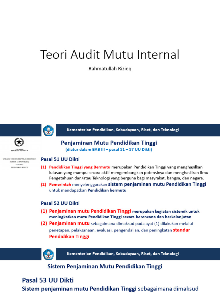 Teori Audit Mutu Internal 15 Mei 2024 | PDF