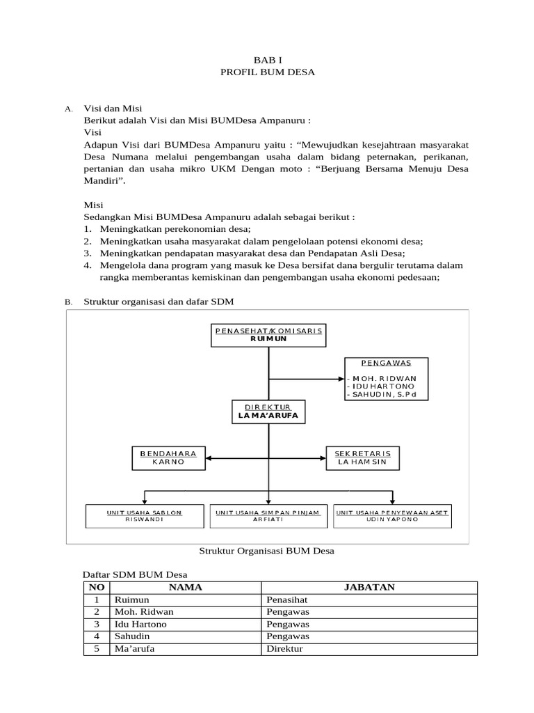 Rencana Kerja Bumdes | PDF