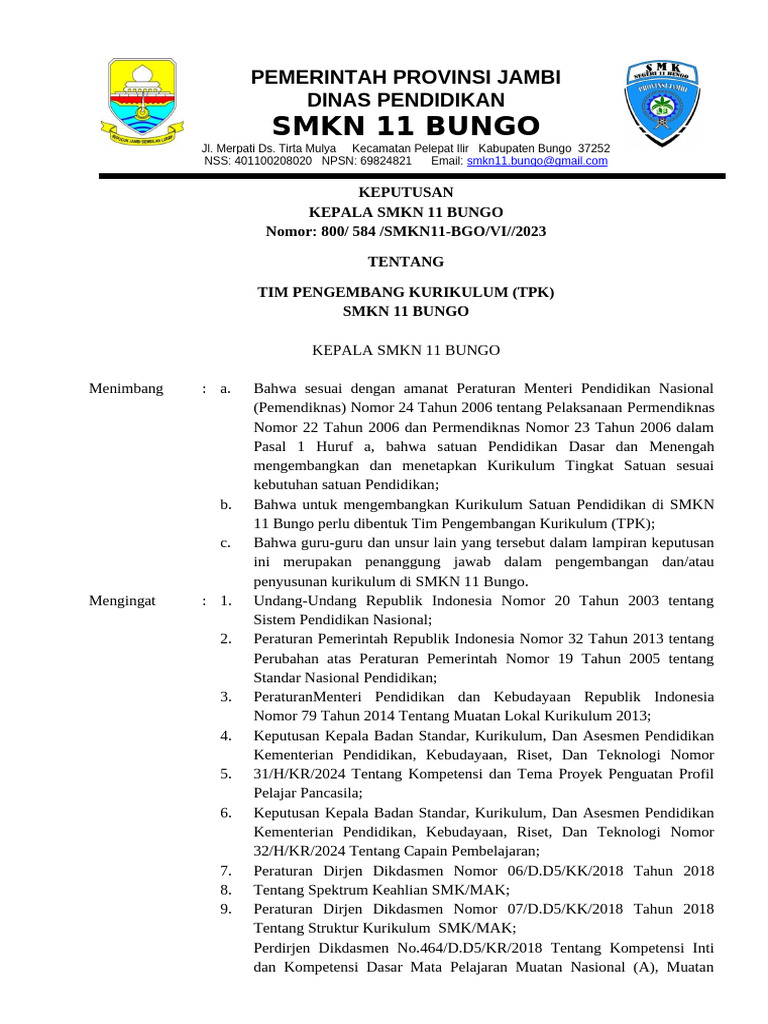 SK TPK Tahun 2022-2023 SMKN 11 BGO | PDF
