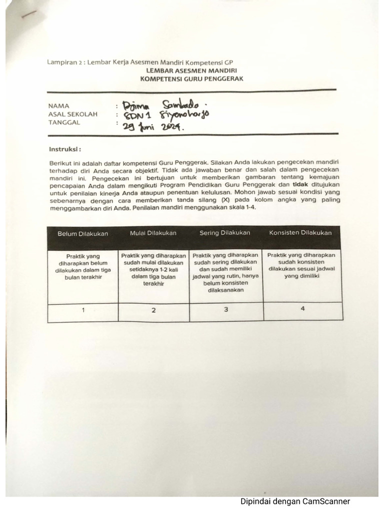 Lembar Asesmen Mandiri CGP | PDF