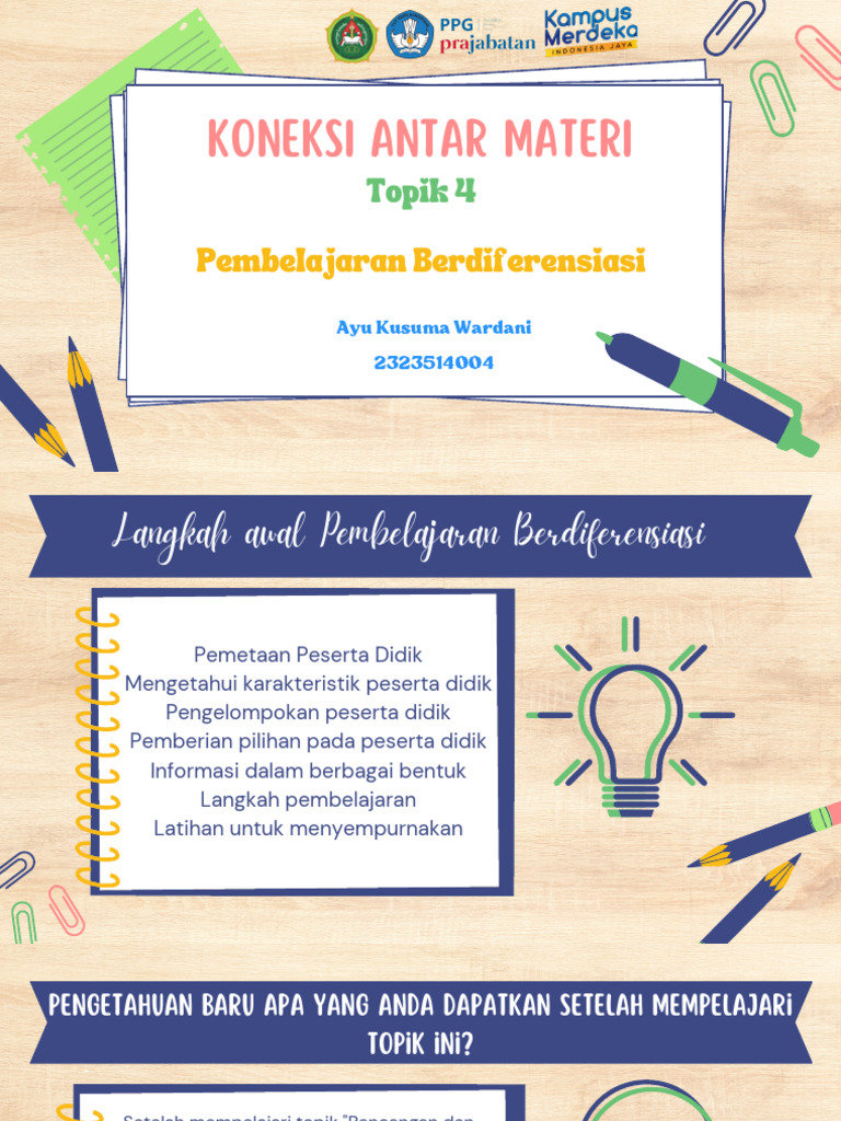 KONEKSI ANTAR MATERI - Topik 4 - Pembelajaran Berdiferensiasi - Ayu Kusuma Wardani | PDF